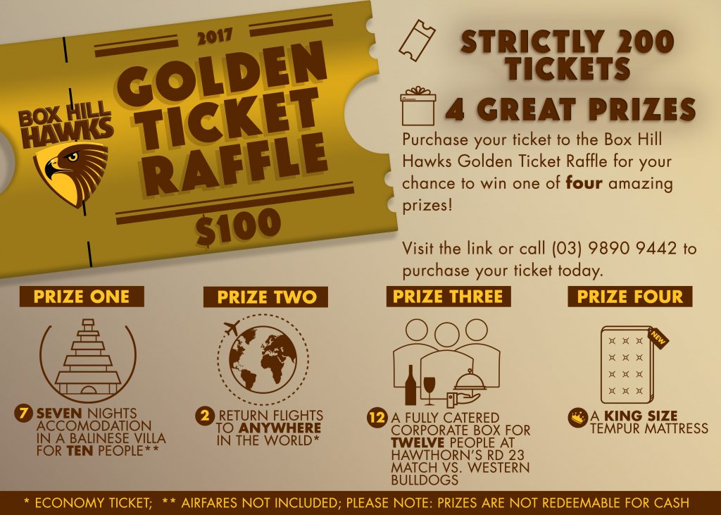 MAJOR RAFFLE: DRAW DATE NOTICE - Box Hill Hawks